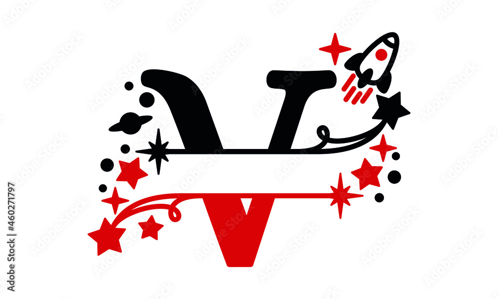 V Alphabet kids split space abstract monogram vector logo template ...
