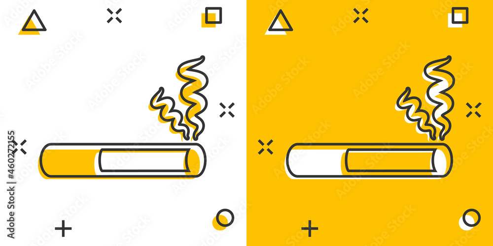 Cigarette icon in comic style. Smoke cartoon vector illustration on ...