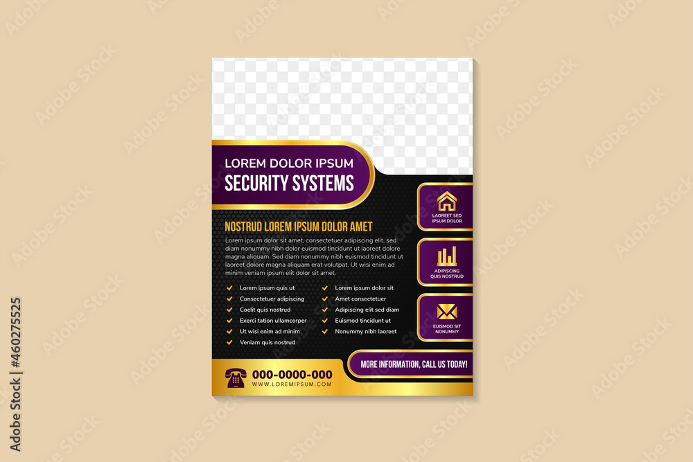 Security systems flyer design template. cyber security protection ...