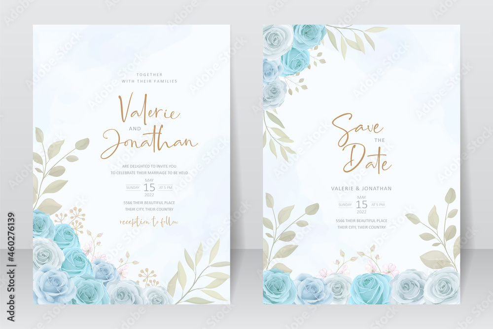 Beautiful roses invitation card template Stock Vector | Adobe Stock
