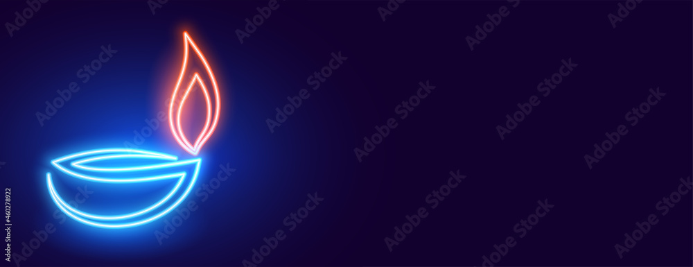 glowing neon diya diwali banner design Stock Vector | Adobe Stock