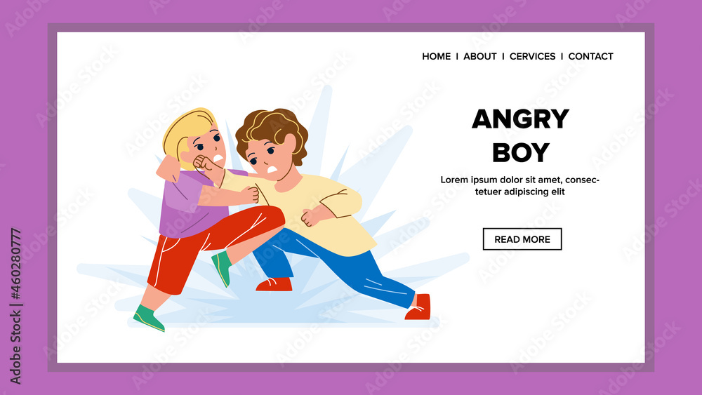 Vetor de Angry Boy Kicking Classmate On Playground Vector. Angry Boy ...
