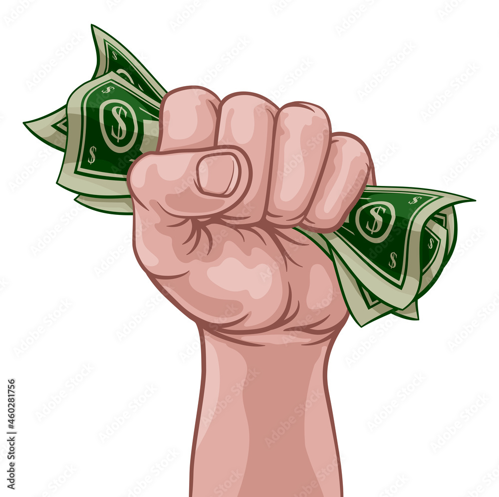 Money Cash Fist Hand Comic Pop Art Cartoon Stock Vector | Adobe Stock