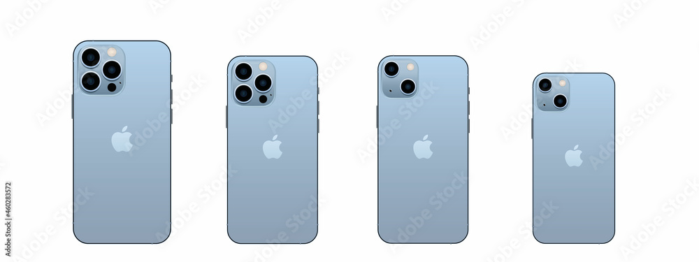 New iPhone 13, Pro Max, iPhone 13 Pro, Mini. Vector illustration. Stock ...