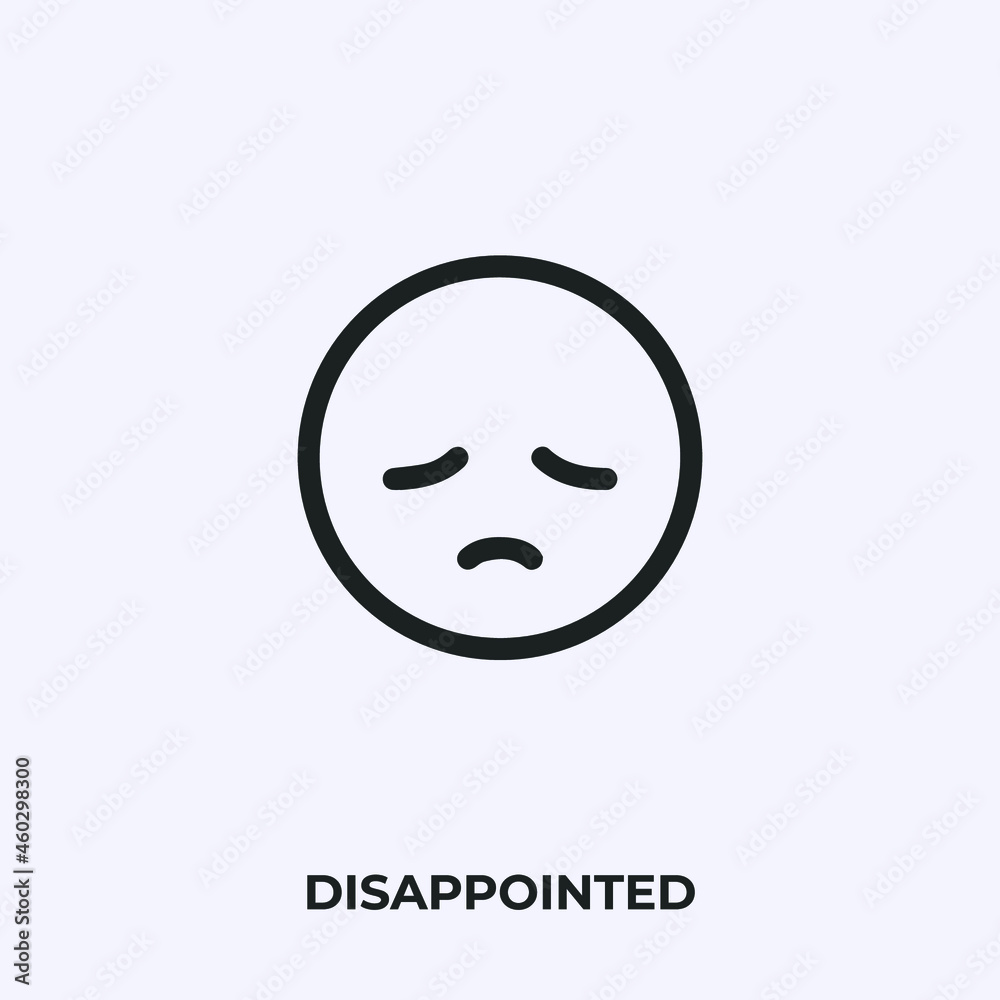 disappointed emoji icon vector. Linear style sign for mobile concept ...