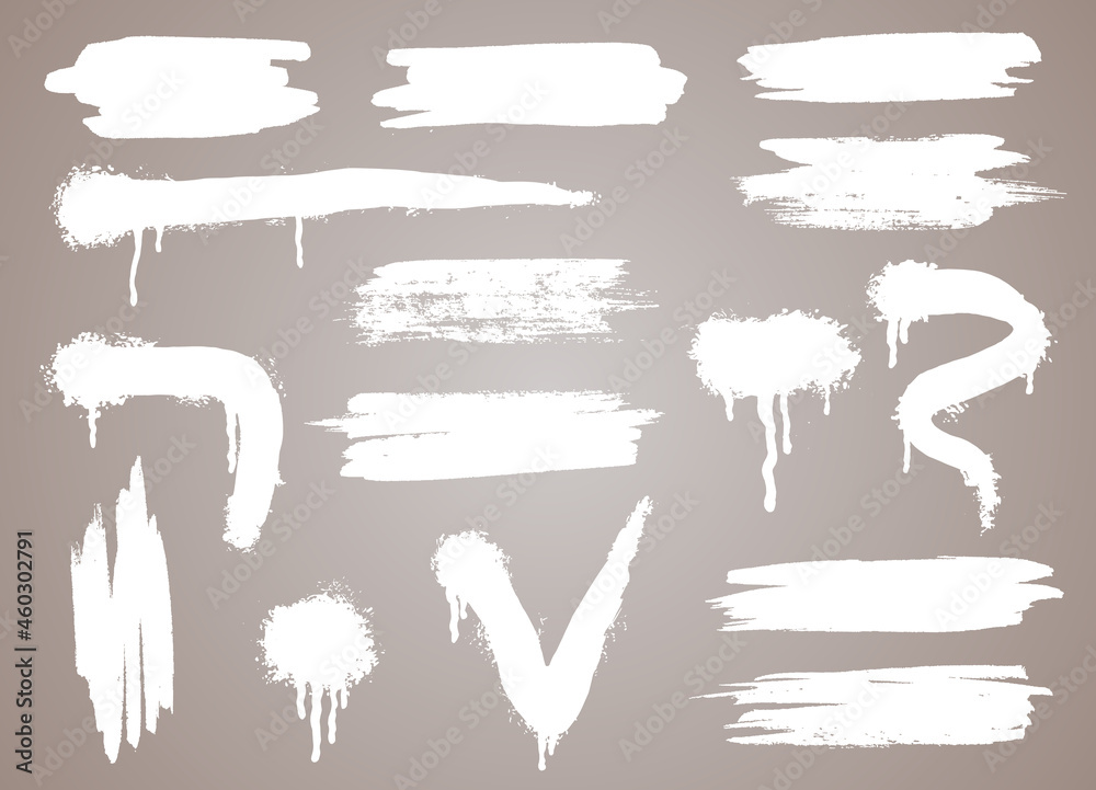 Vector spray paint shapes in white. Graffiti stencil template or paint ...