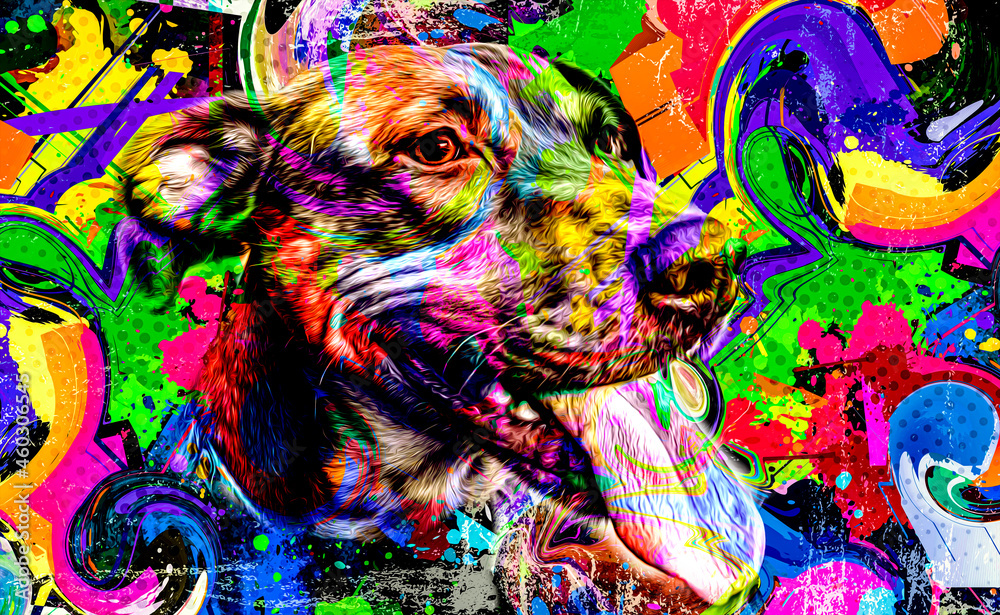 Portrait of a dog color art Stock Photo | Adobe Stock