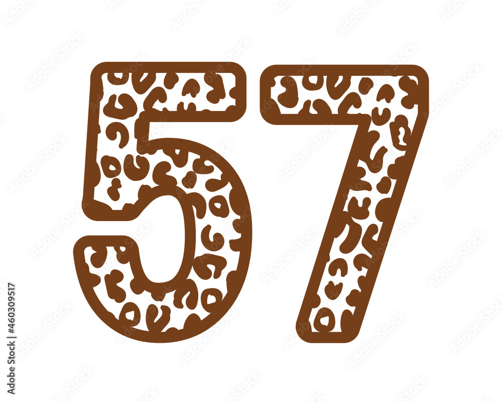 57, Number fifty sevenWith figures leopard print, panther skin Stock ...