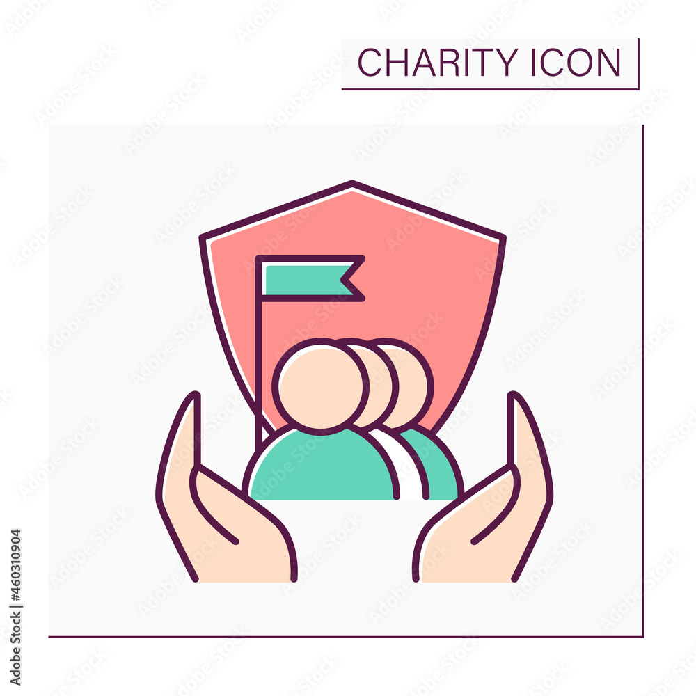 Human rights protection color icon. Combating discrimination and ...