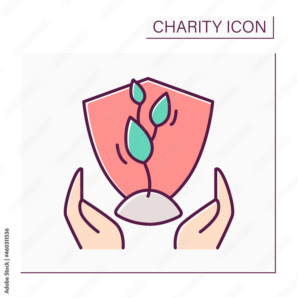 World nature protection color icon. Endangered plants species saving ...