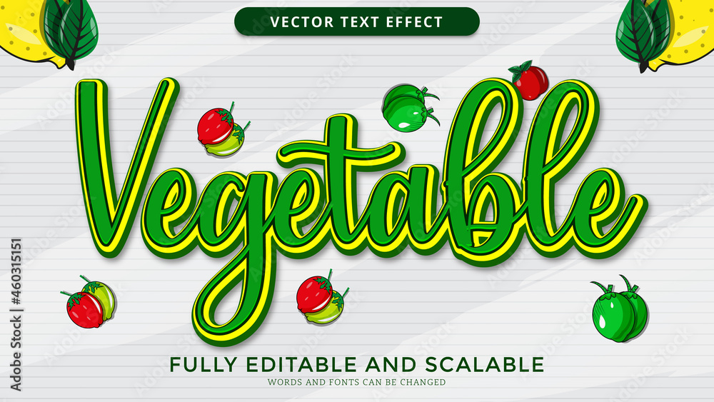 vegetable text effect editable eps file Stock Vector | Adobe Stock