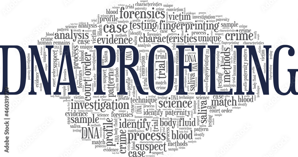 DNA profiling vector illustration word cloud isolated on white ...