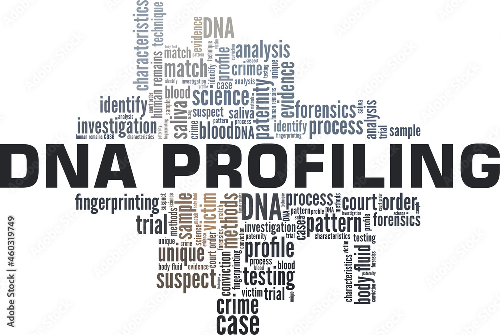 DNA profiling vector illustration word cloud isolated on white ...