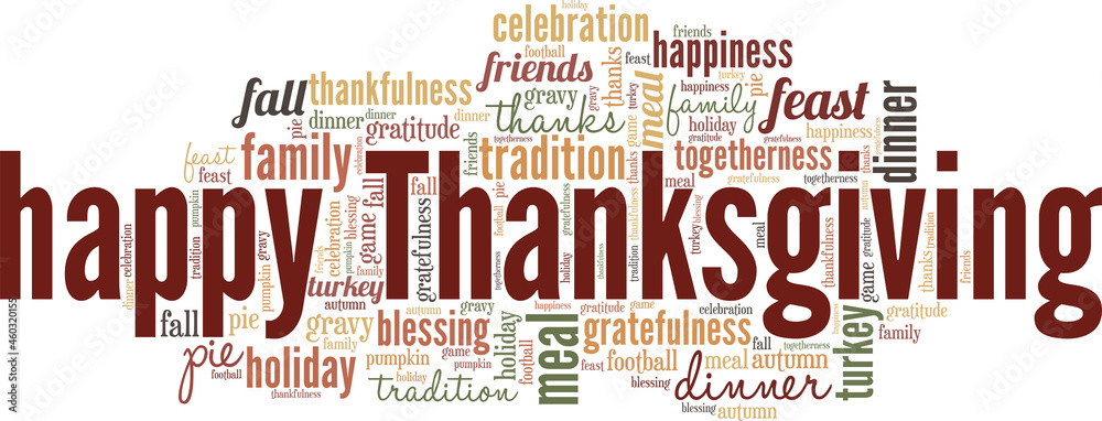 Happy Thanksgiving vector illustration word cloud isolated on white ...