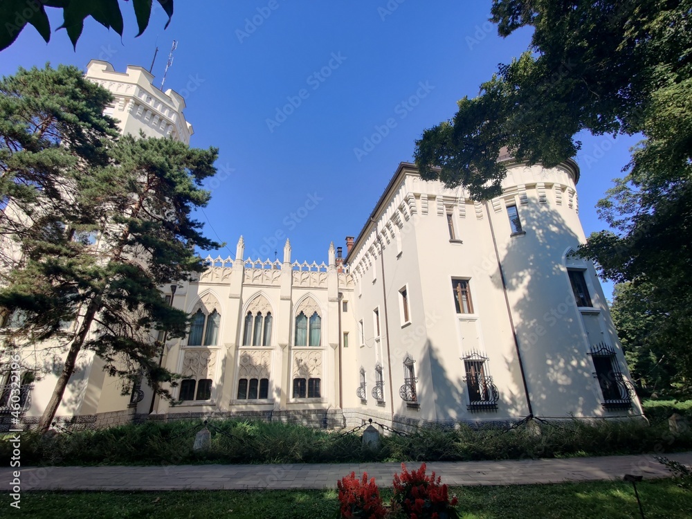 Károlyi castle in Carei, Romania. Built originally as a fortress around ...