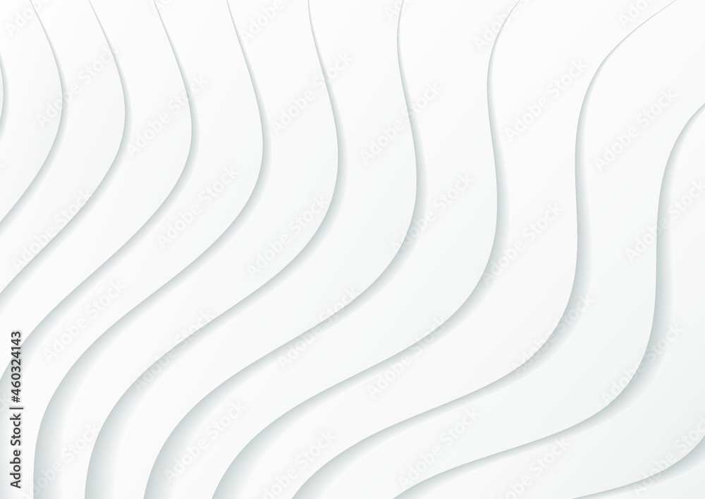 Abstract white wave background with papercut style Stock Vector | Adobe ...