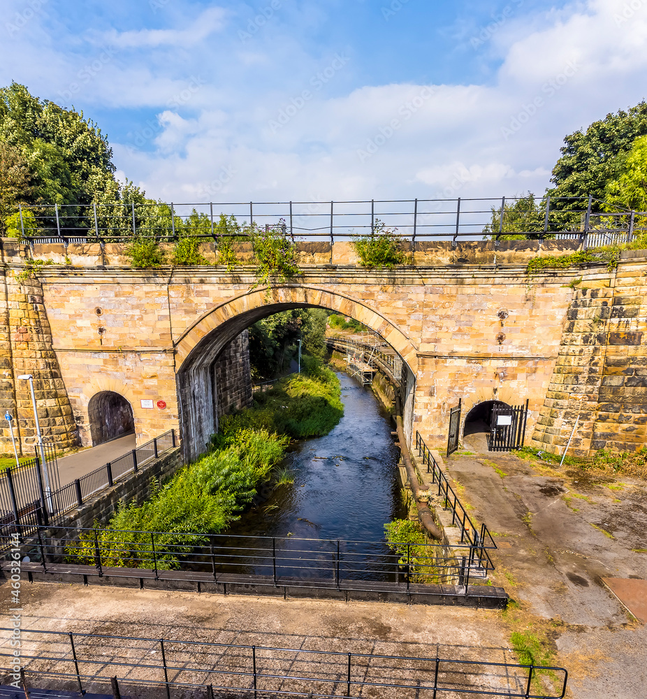 An aerial view towards the Skerne bridge the oldest railway bridge ...