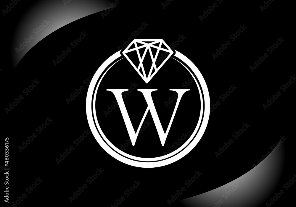 Letter W alphabet in a circle with Diamond. Diamond ring logo. Jewelry ...