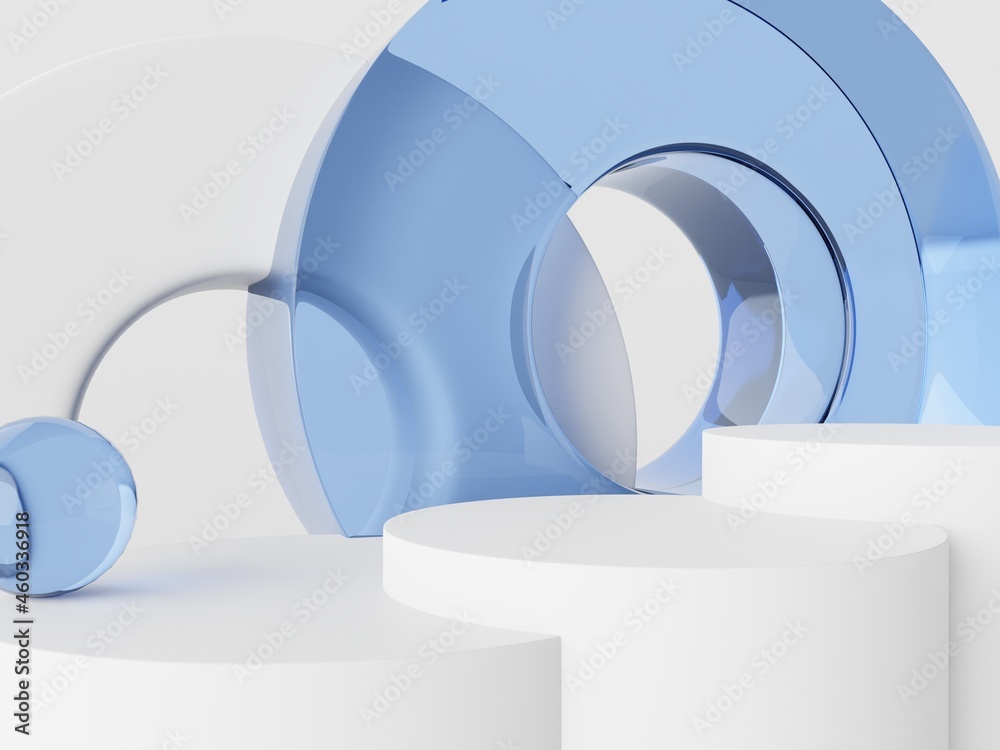 3D Rendering Geometric or Abstract Shape Acrylic Glass Plates or ...