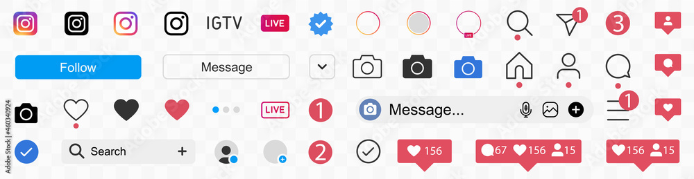 Set of Instagram icons for social media. Instagram. Social media icons ...