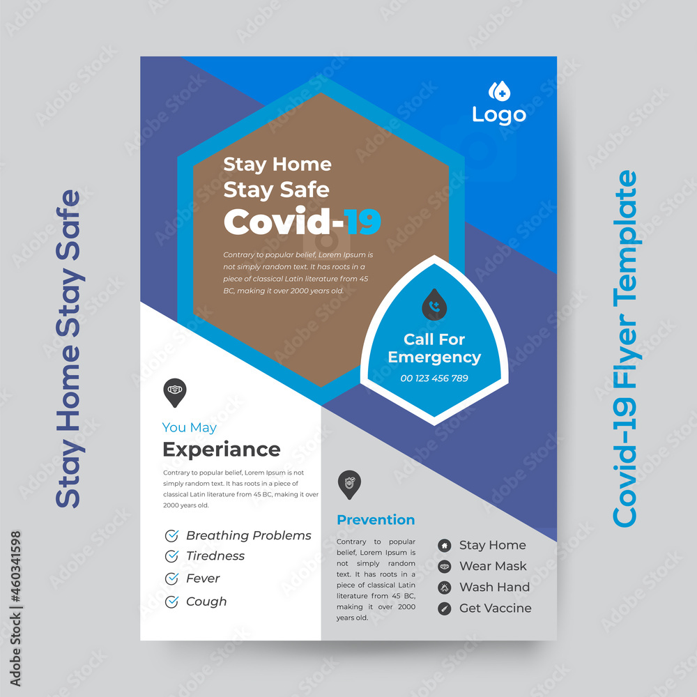 Coronavirus COVID-19 Medical health Flyer Poster Template Design Stock ...