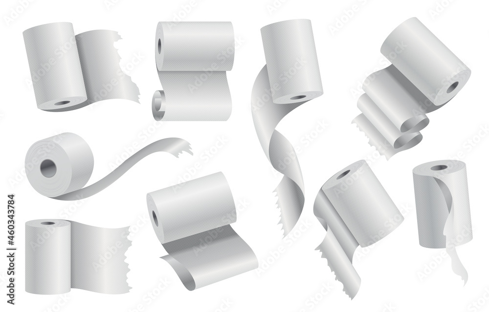 Realistic toilet paper or kitchen towel roll template mockup set ...