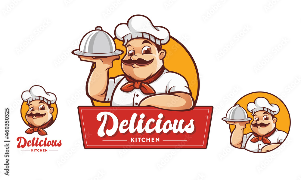 Chef Mascot Logo Design Stock Vector | Adobe Stock