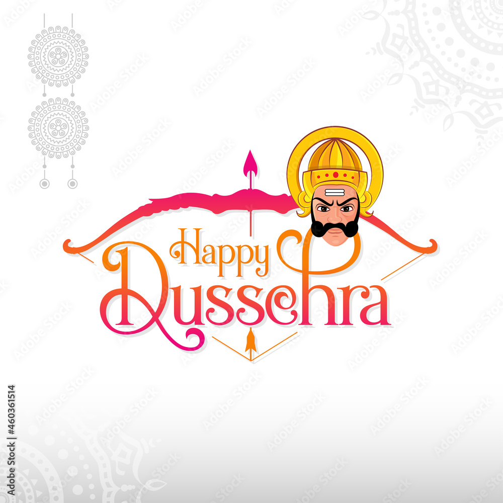 Happy Dussehra Festival Text Typography Background Design Stock Vector ...