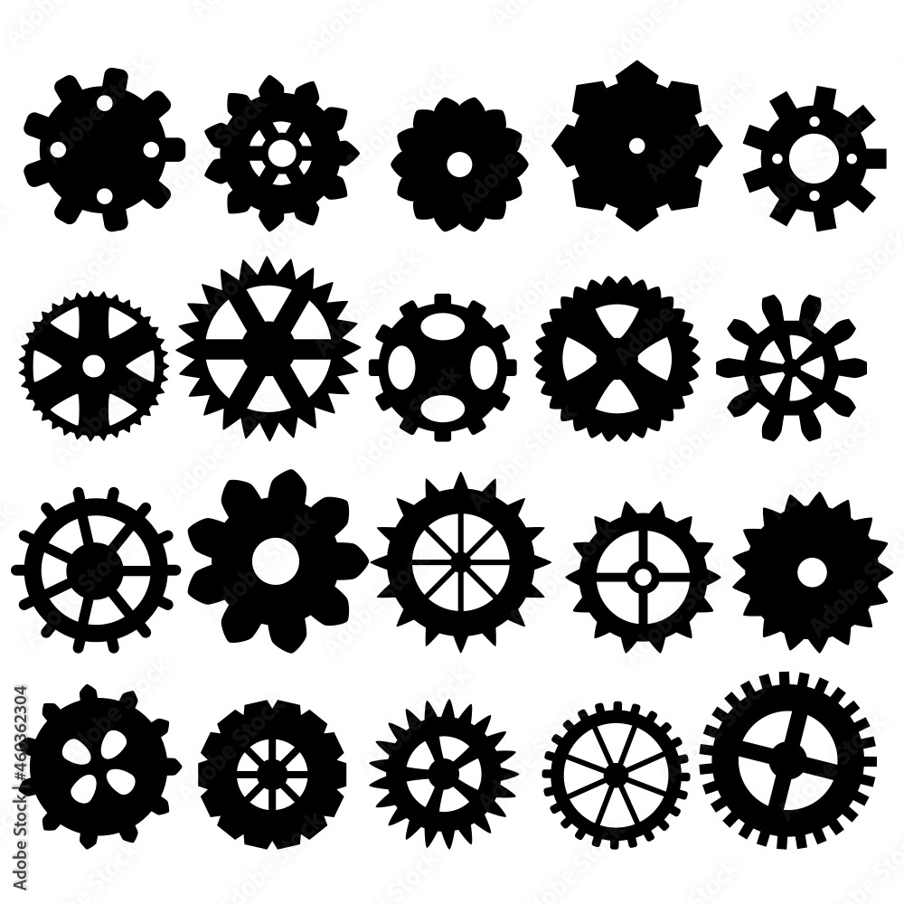 Black gear wheel icons svg vector illustration Stock Vector | Adobe Stock