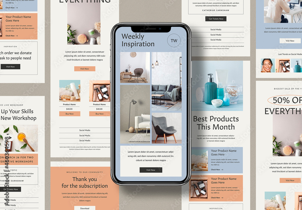 Simple and Modern Email Newsletter Layout Stock Template | Adobe Stock