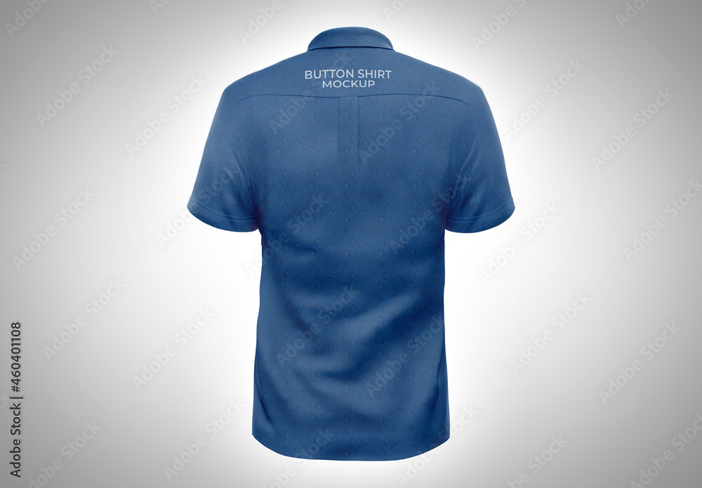 Dress Shirt Short Sleeve Mockup - Back View Stock Template | Adobe Stock