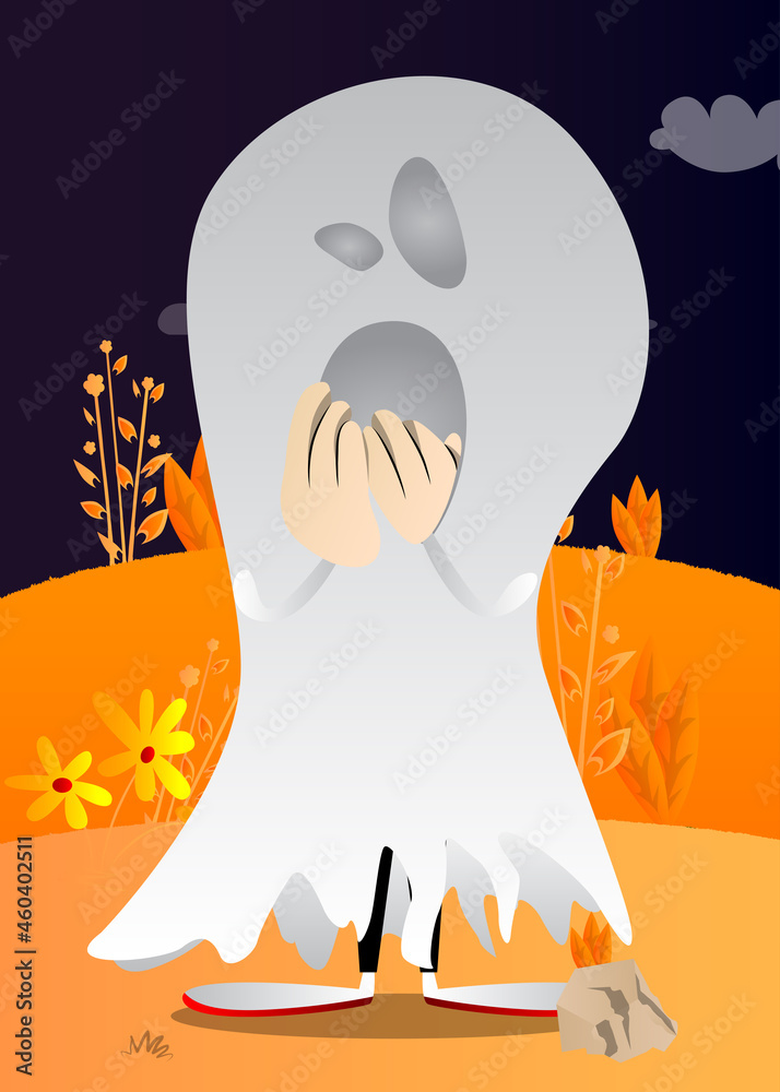 Kids dressed for Halloween with hands over mouth. Vector cartoon ...