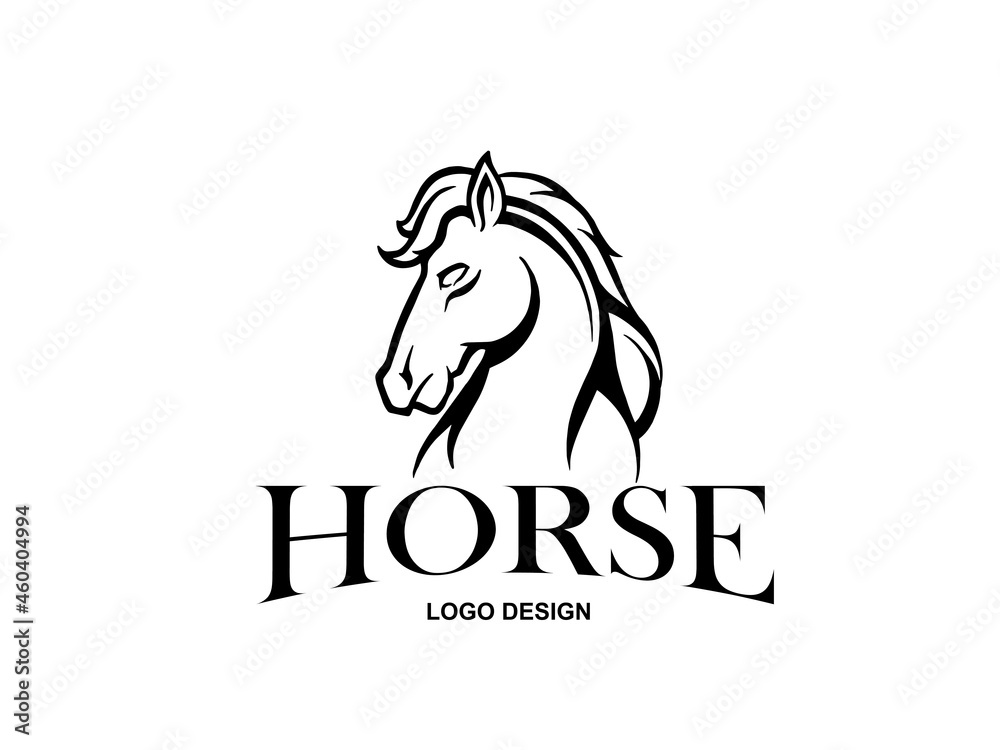 Abstract horse logo, silhouette, simple, line art Stock Vector | Adobe ...