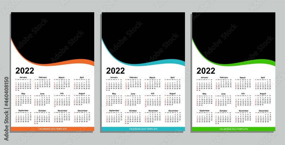 Vetor de calendar template for the year 2022. set of pages for 12 ...