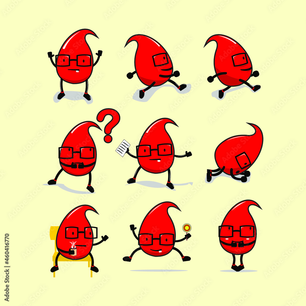 cartoon vector of dropblood in any position that can use for ...