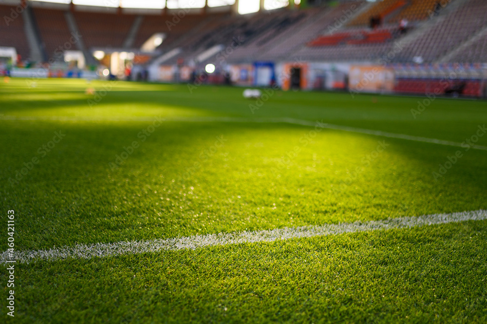 Grass at the football stadium during sunny afternoon Stock Photo ...