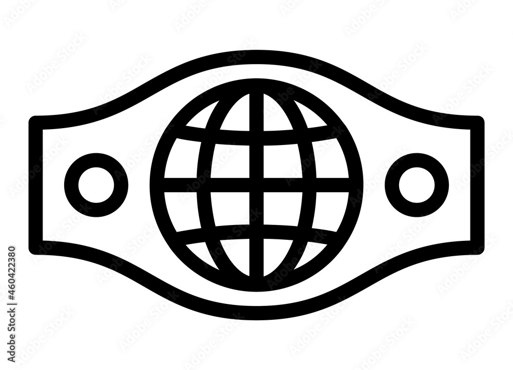 Boxing or MMA championship belt with globe line art vector icon for ...