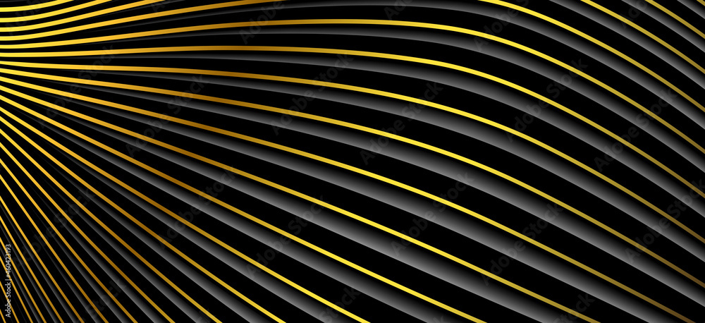 Abstract gold background with 3D lines pattern, minimal dark golden ...