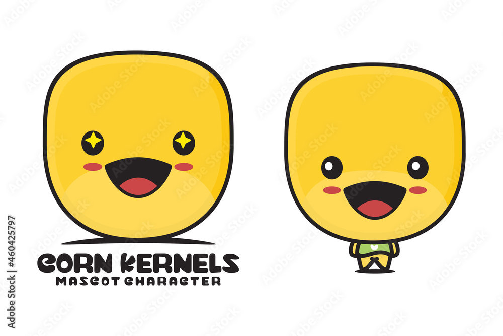 cute corn kernels mascot, food cartoon illustration Stock Vector ...
