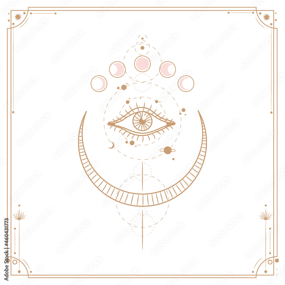 Vector illustration set of moon phases. Different stages of moonlight ...