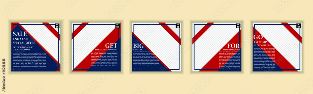 Set of social media background template with dummy text and multiple ...