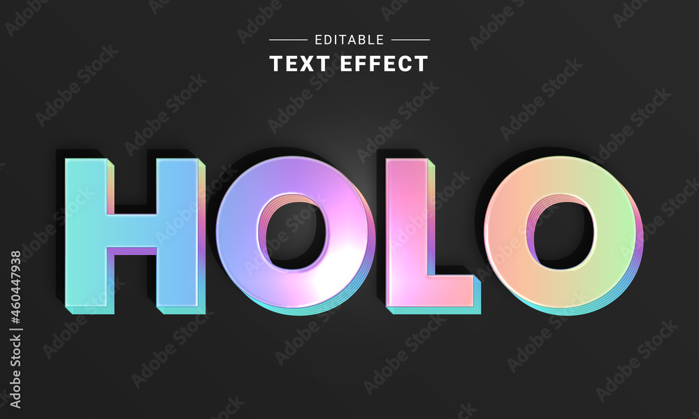 Photo & Art Print Editable text style effect - Holo text style theme ...