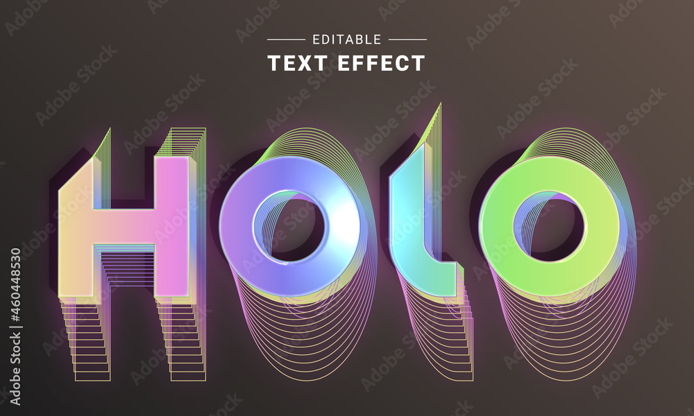 Editable text style effect - Holo text style theme. Holographic text ...