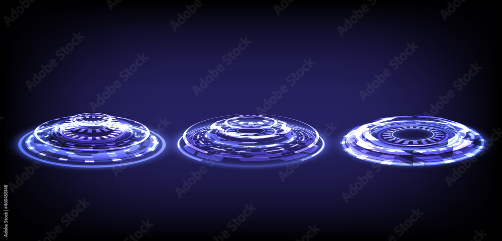 Computer engineer interface. Sci-fi digital high-tech collection in ...