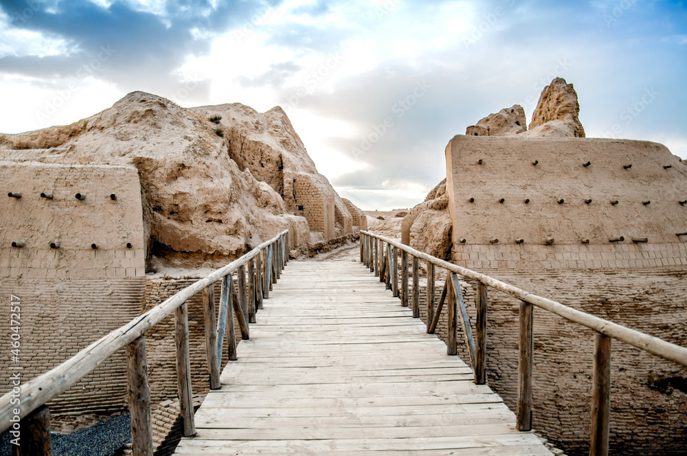 Ruins of the ancient city of Sauran. Historical place of Kazakhstan ...