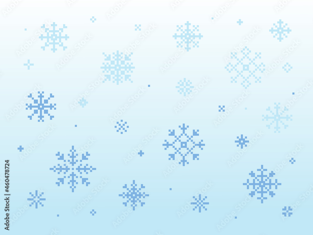 Pixel snowflakes set. Pixel art blue and white snowflakes for pattern ...