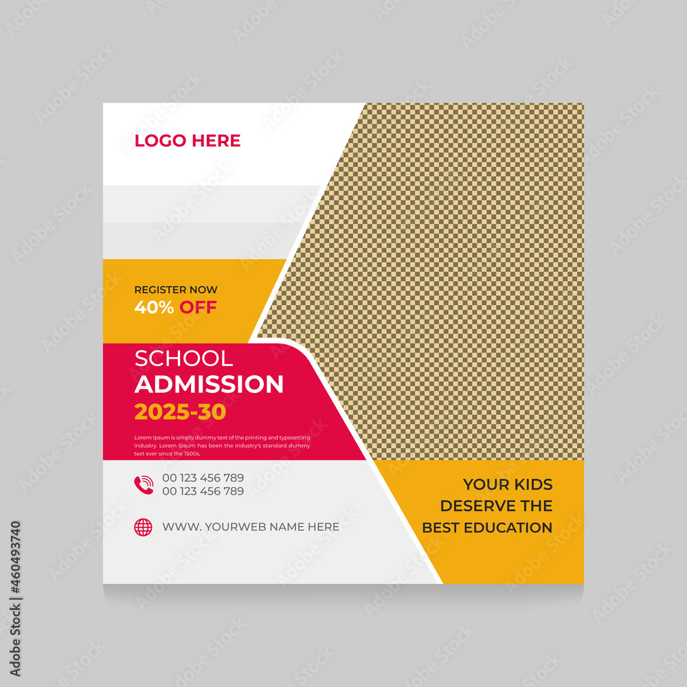 School education admission social media post Template Design And back ...