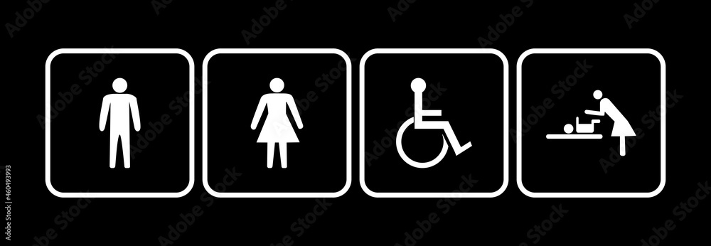 changing room icon set, toilet icon set, changing room and toilet sign ...