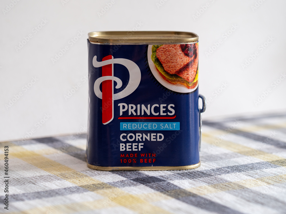 Tin can of Princes corned Beef Stock Photo | Adobe Stock