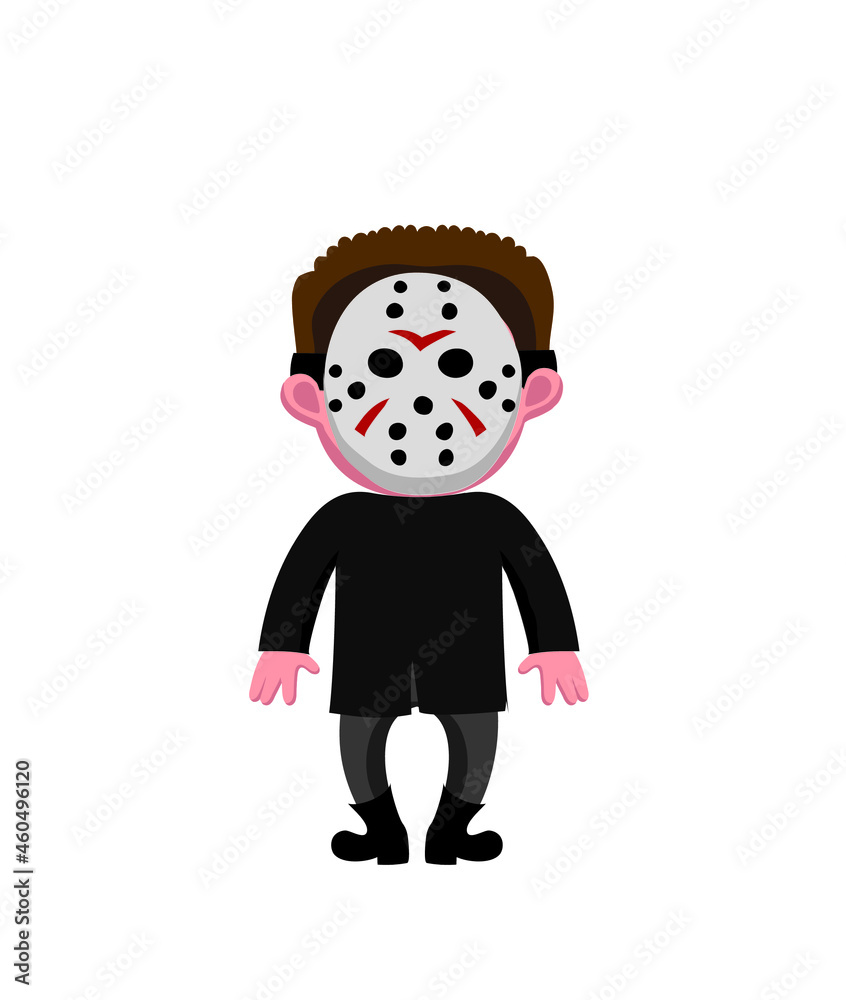 cartoon illustration of a child wearing a killer costume Stock Vector ...